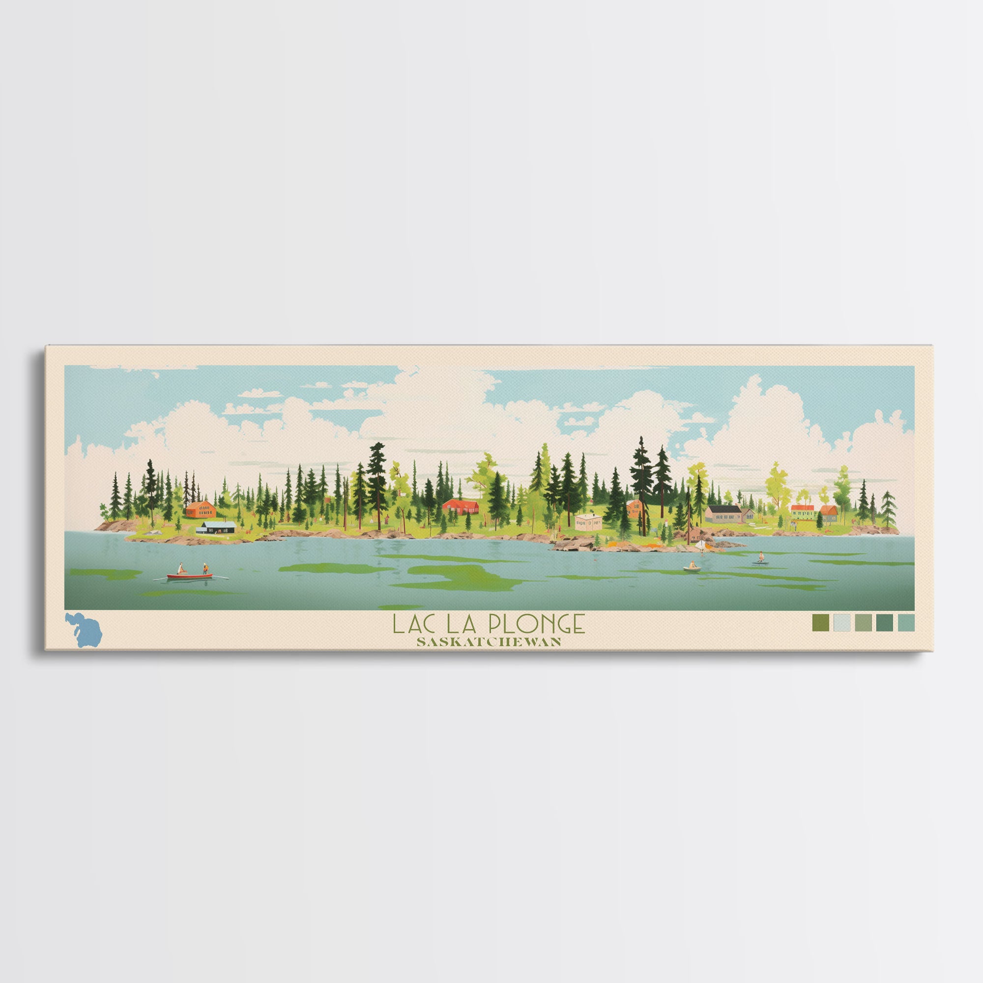 Lac La Plonge Saskatchewan Framed Canvas Print, Panoramic Wall Art, Mi ...