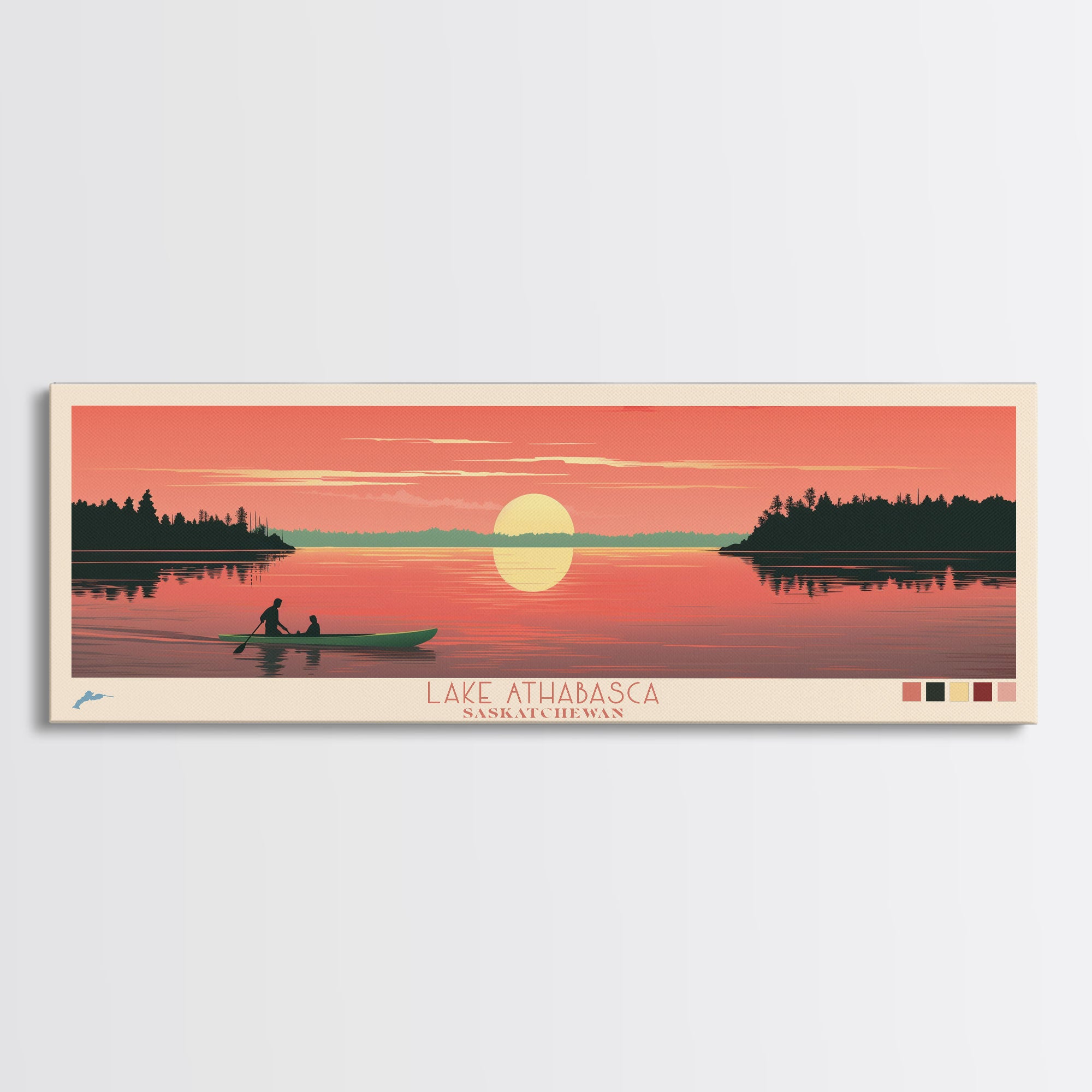 Lake Athabasca Saskatchewan Framed Canvas Print, Panoramic Wall Art, M ...