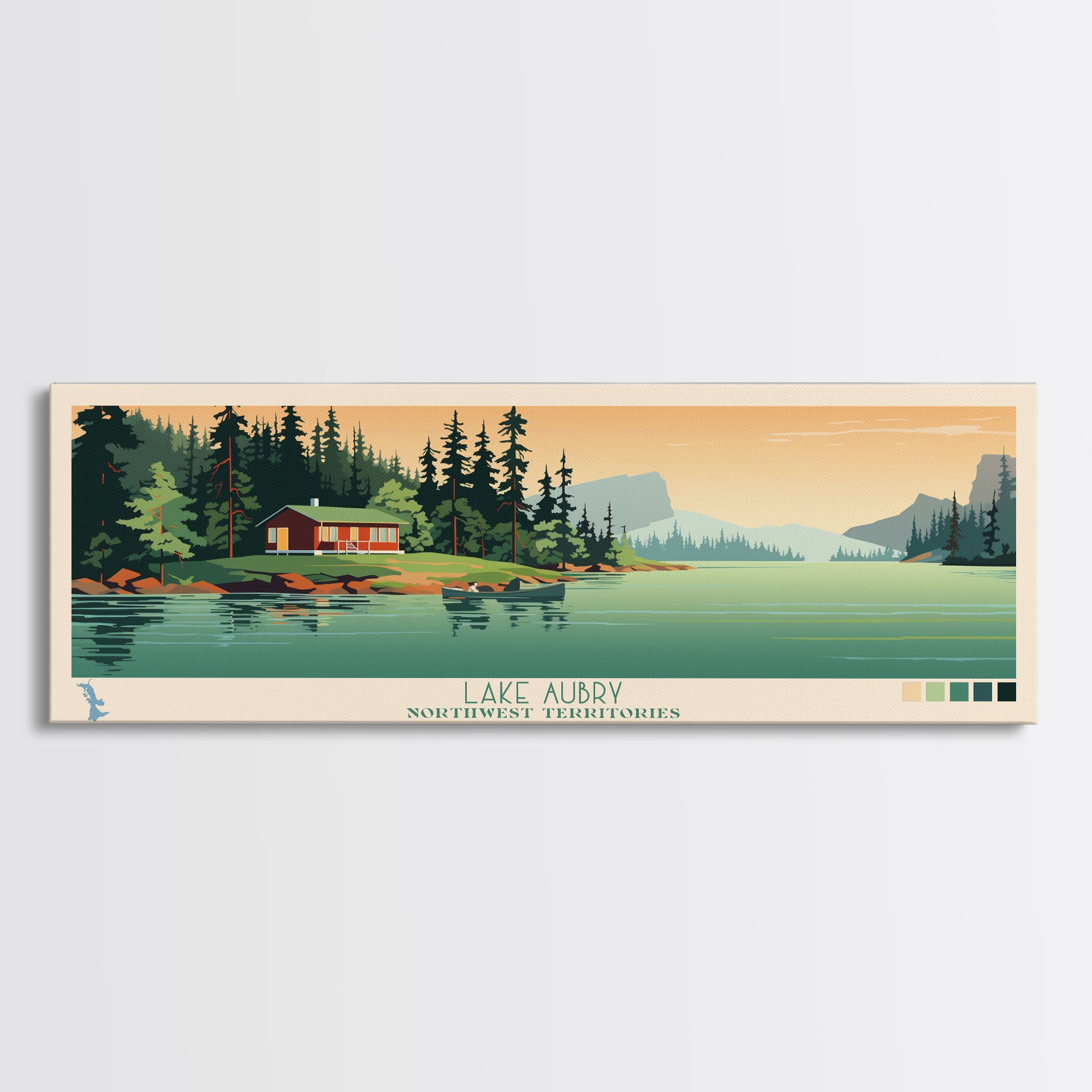 Lake Aubry Northwest Territories Framed Canvas Print, Panoramic Art, M ...