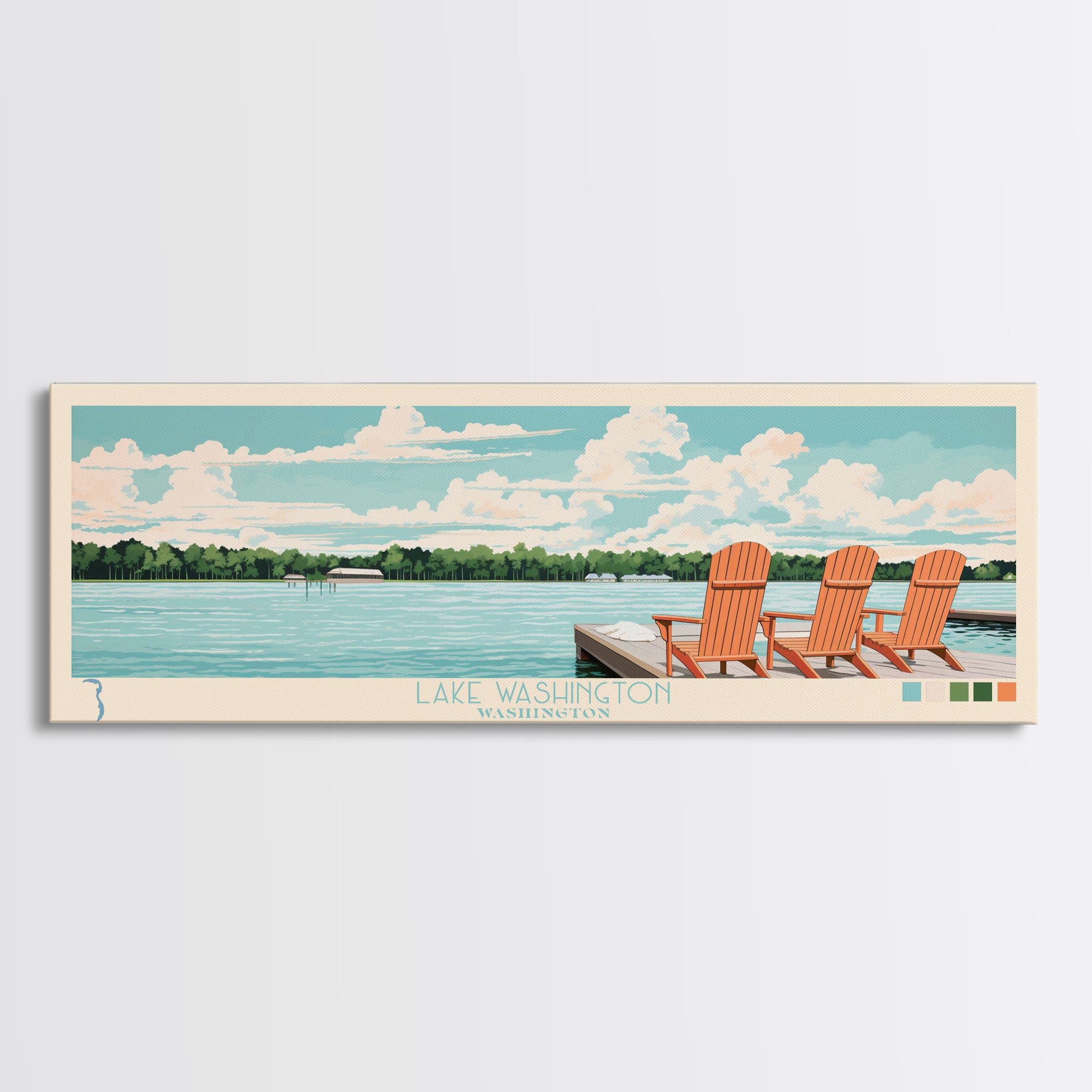 Lake Washington, Mississippi Panoramic Wall Art Framed Canvas Print, M ...