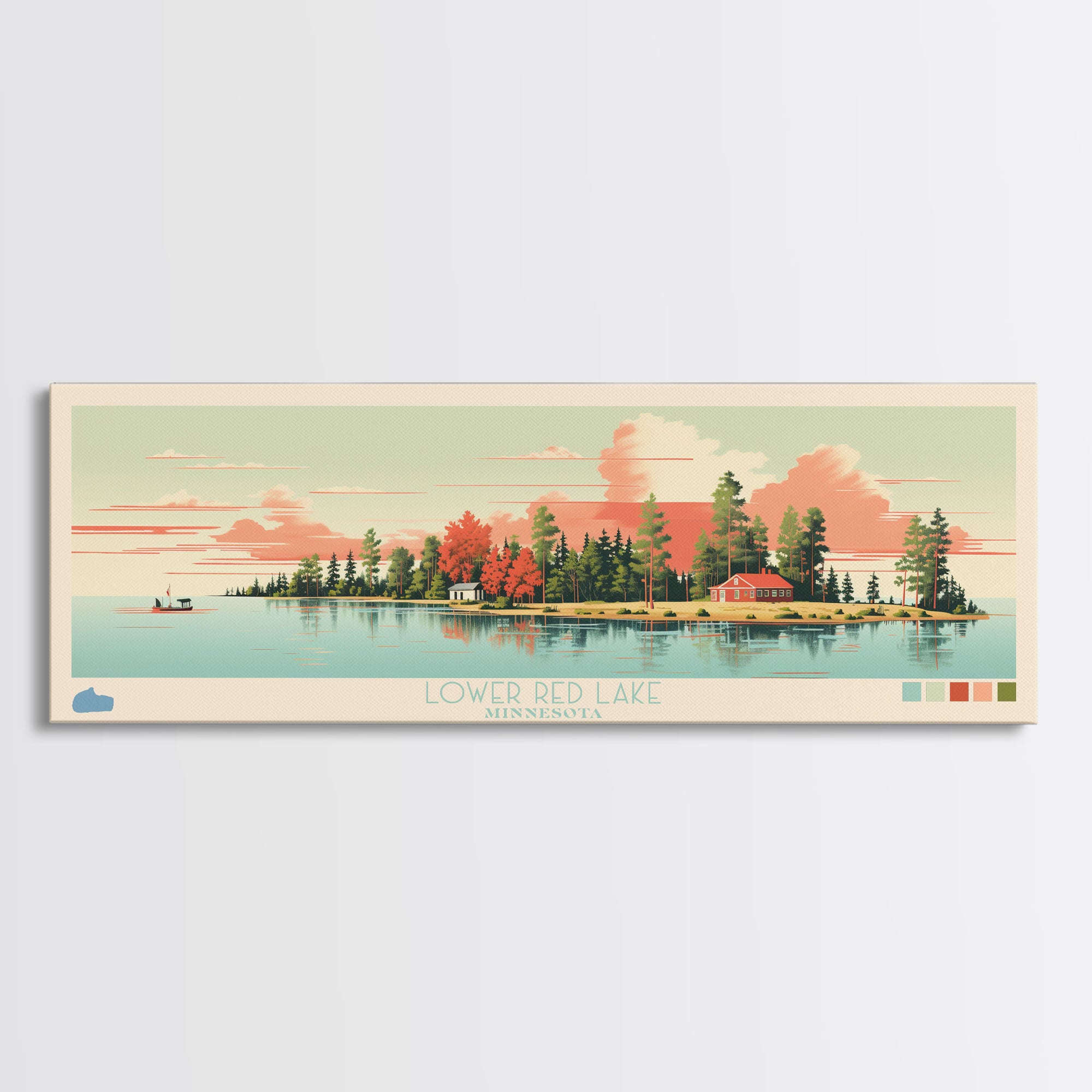 Lower Red Lake, Minnesota Panoramic Wall Art Framed Canvas Print, Midc ...