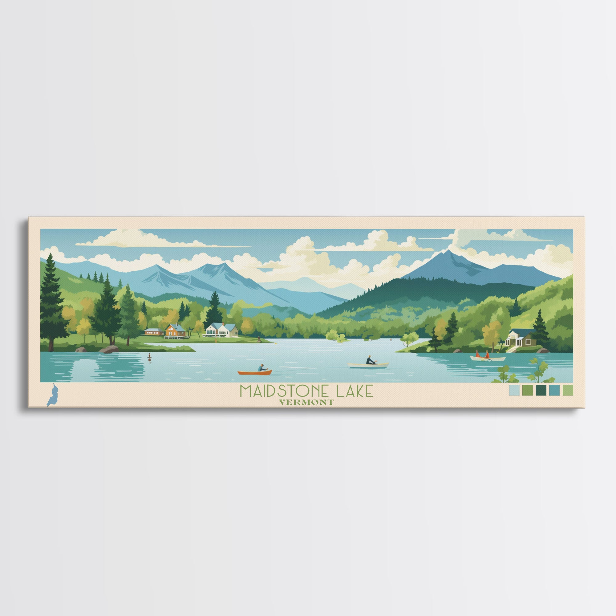 Maidstone Lake, Vermont Panoramic Wall Art Framed Canvas Print, Midcen ...
