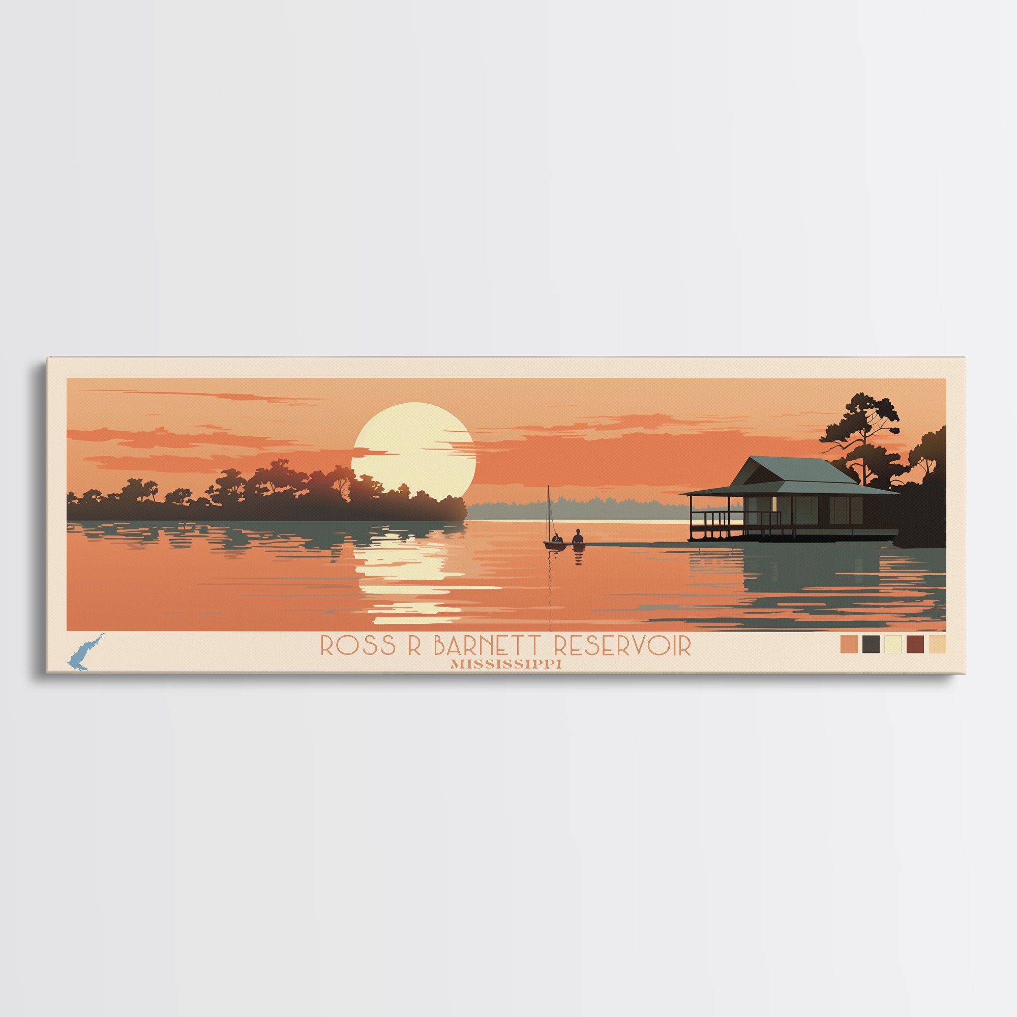 Ross R. Barnett Reservoir, Mississippi Framed Canvas Print, Panoramic ...