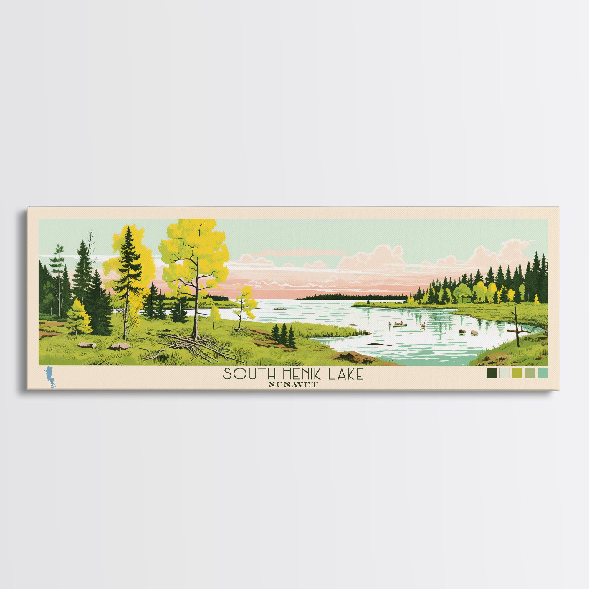 South Henik Lake, Nunavut Framed Canvas Print, Lake House Decor, Midce ...