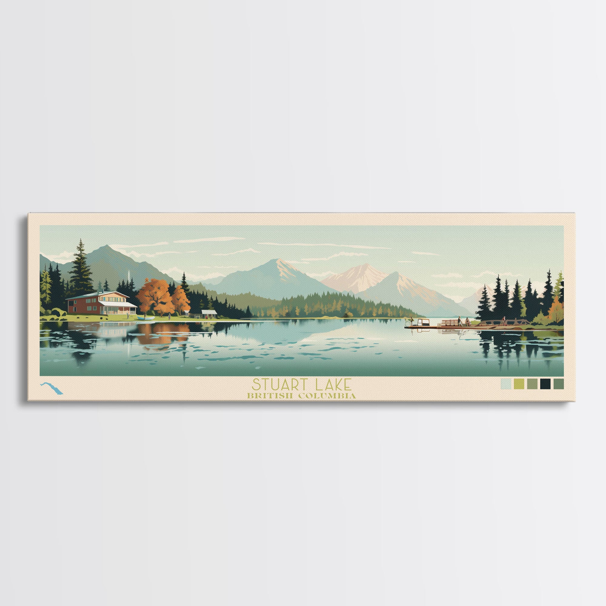 Stuart Lake, British Columbia Framed Canvas Print, Lake House Decor, M ...