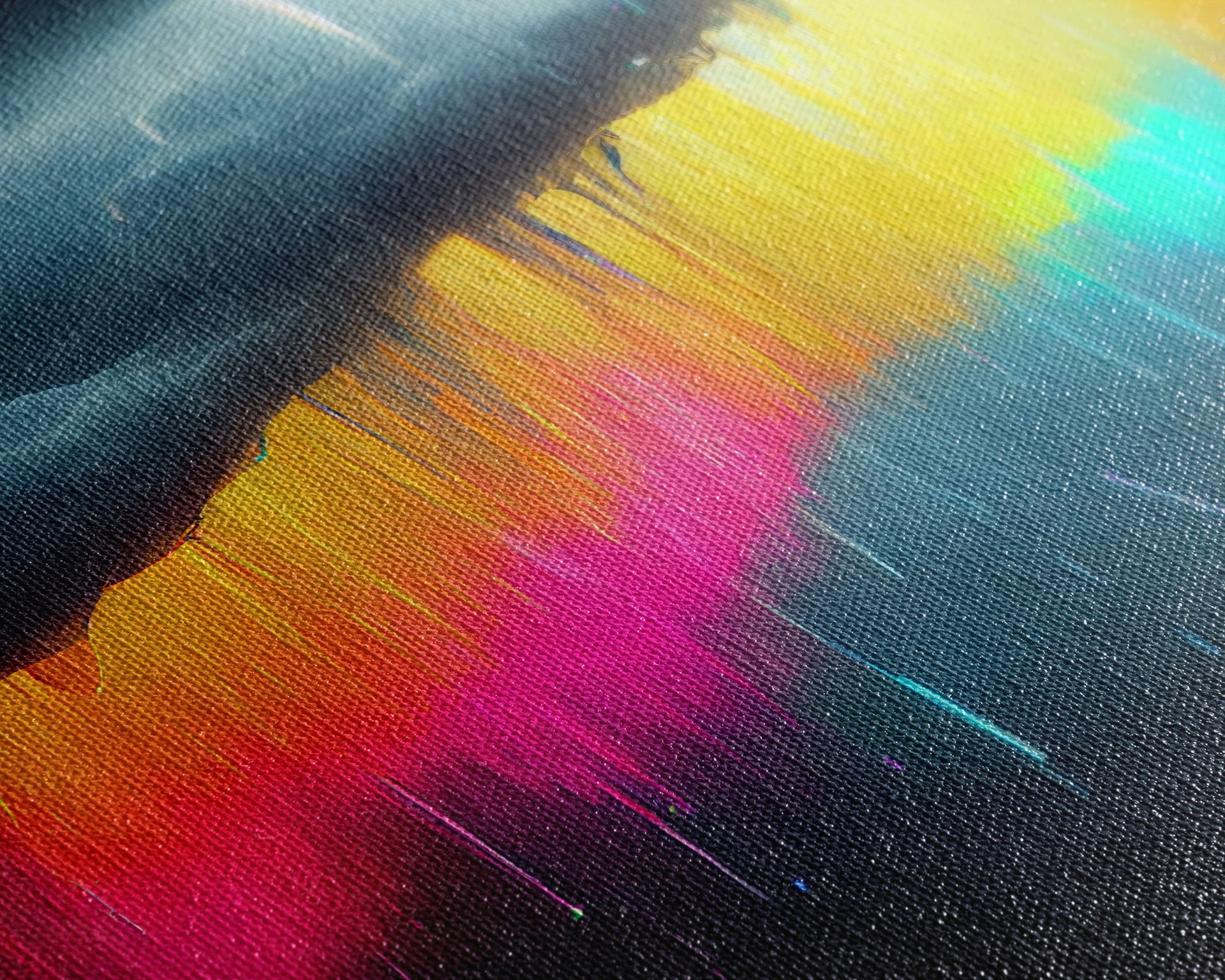Rainbow In A Rain Cloud, Abstract Art Poster Print, Lightning, Rain, S ...