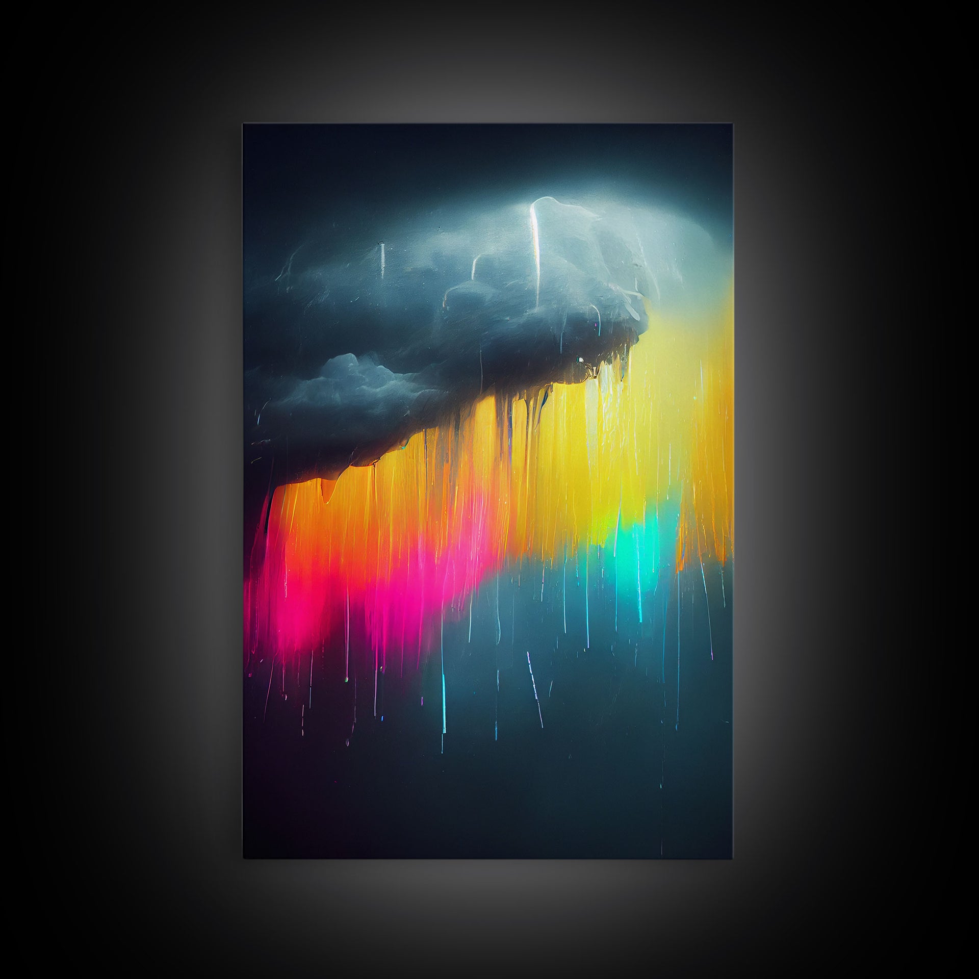 Rainbow In A Rain Cloud, Abstract Art Poster Print, Lightning, Rain, S ...