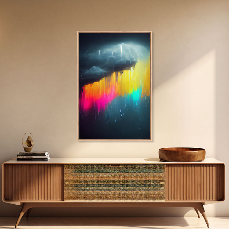 Rainbow In A Rain Cloud, Abstract Art Poster Print, Lightning, Rain, S ...