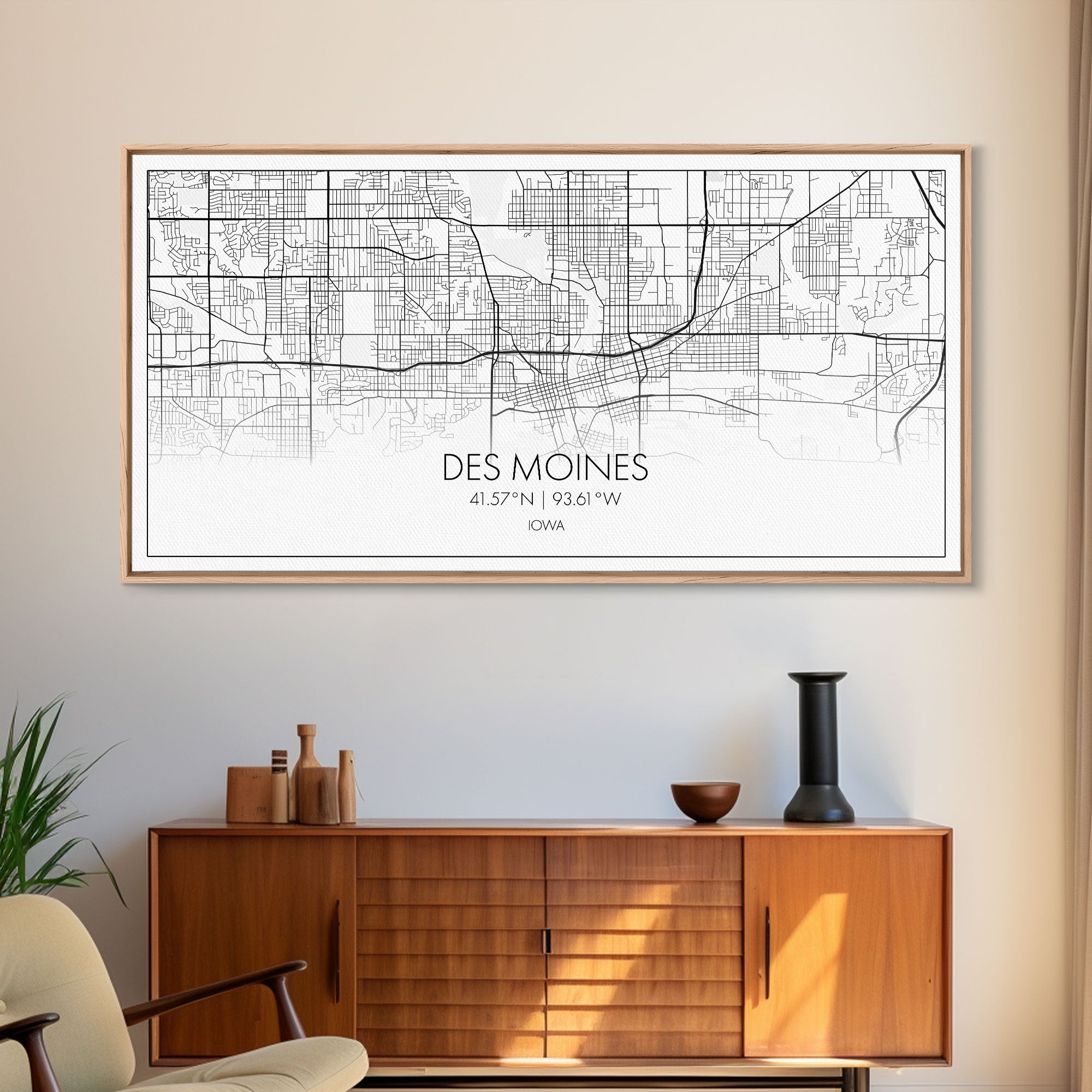 Des Moines Street Map, Iowa Map, Map Print, Minimalist Art, Wall Art ...