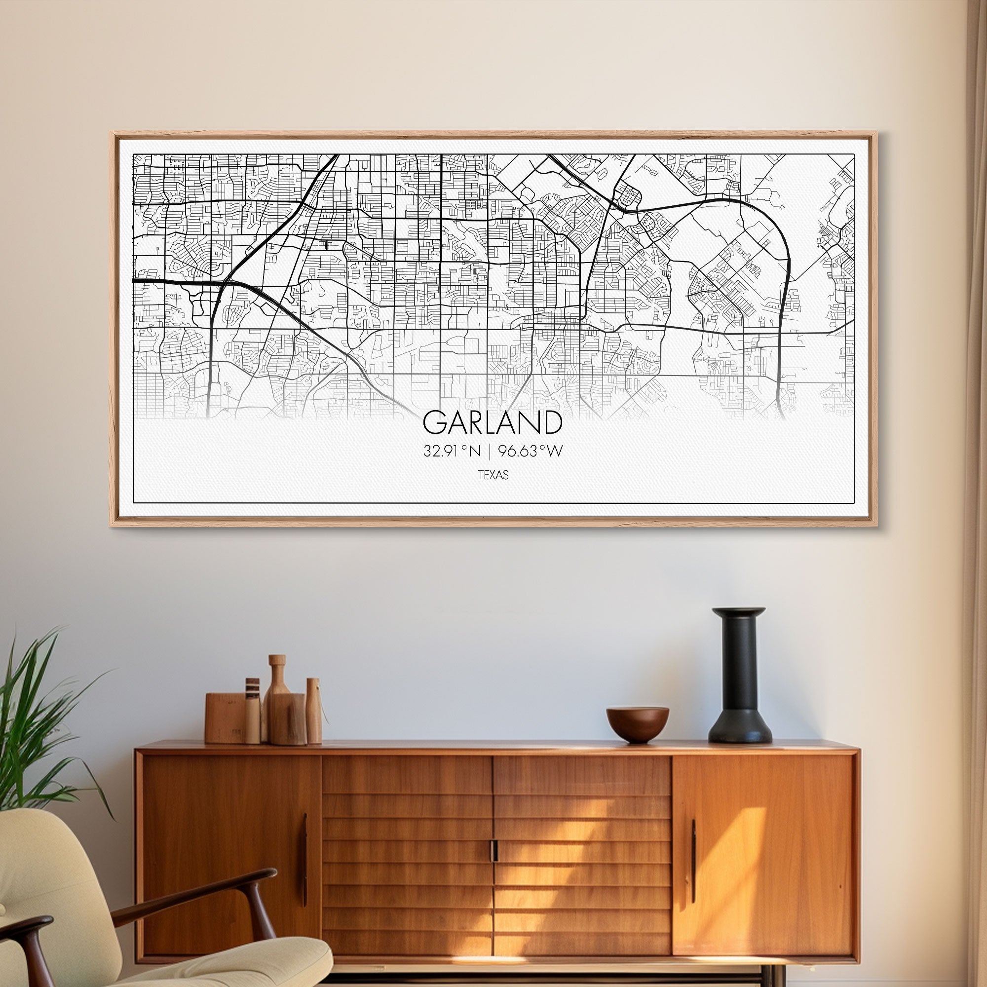 Garland City Map, Texas Map, Map Art, Minimalist Art, Wall Art, Canvas ...