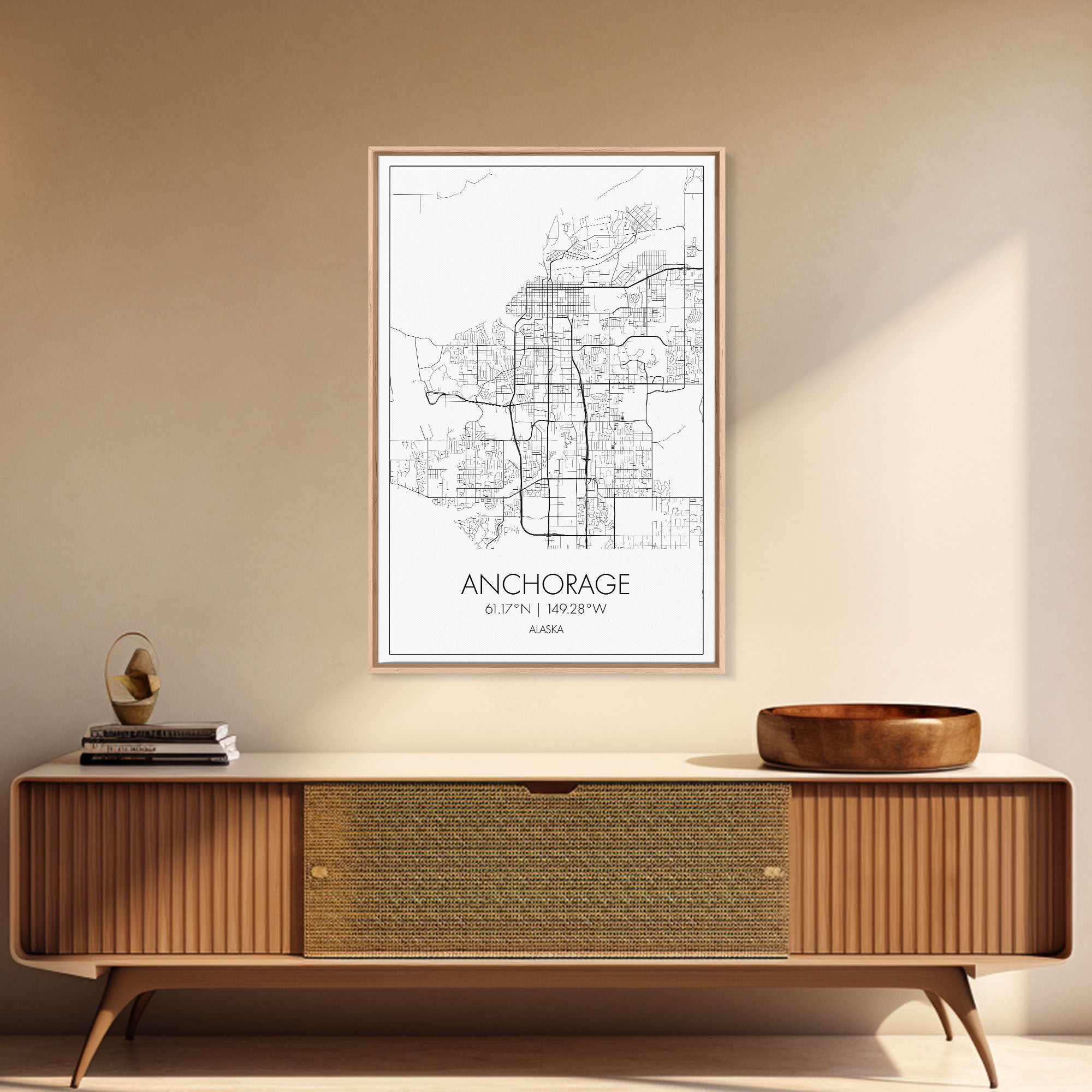 Anchorage Street Map, Alaska Map, City Map Wall Décor, Adventure Wall ...