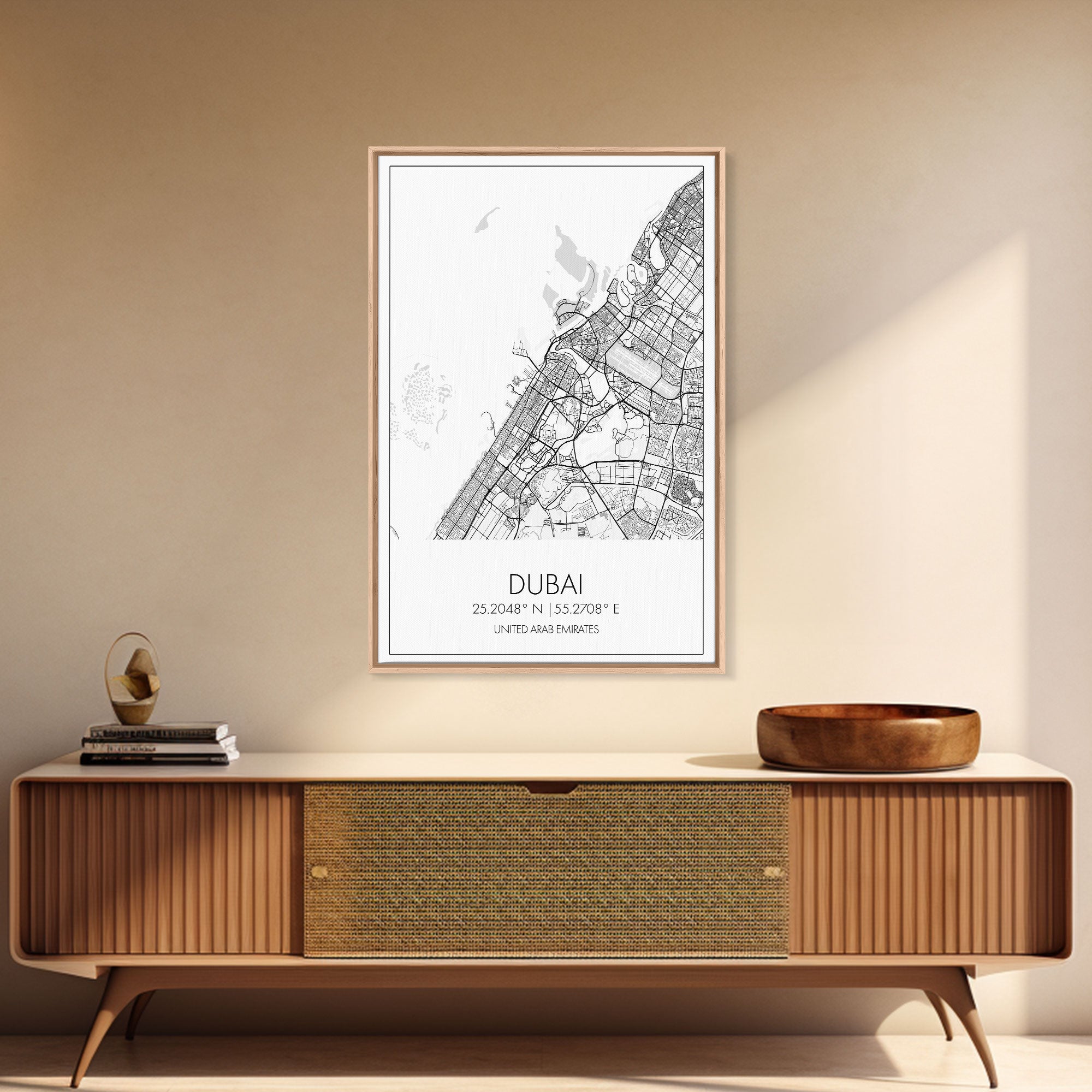 Dubai Street Map, UAE Map, City Map Art, Minimalist Art, Wall Art, Can ...