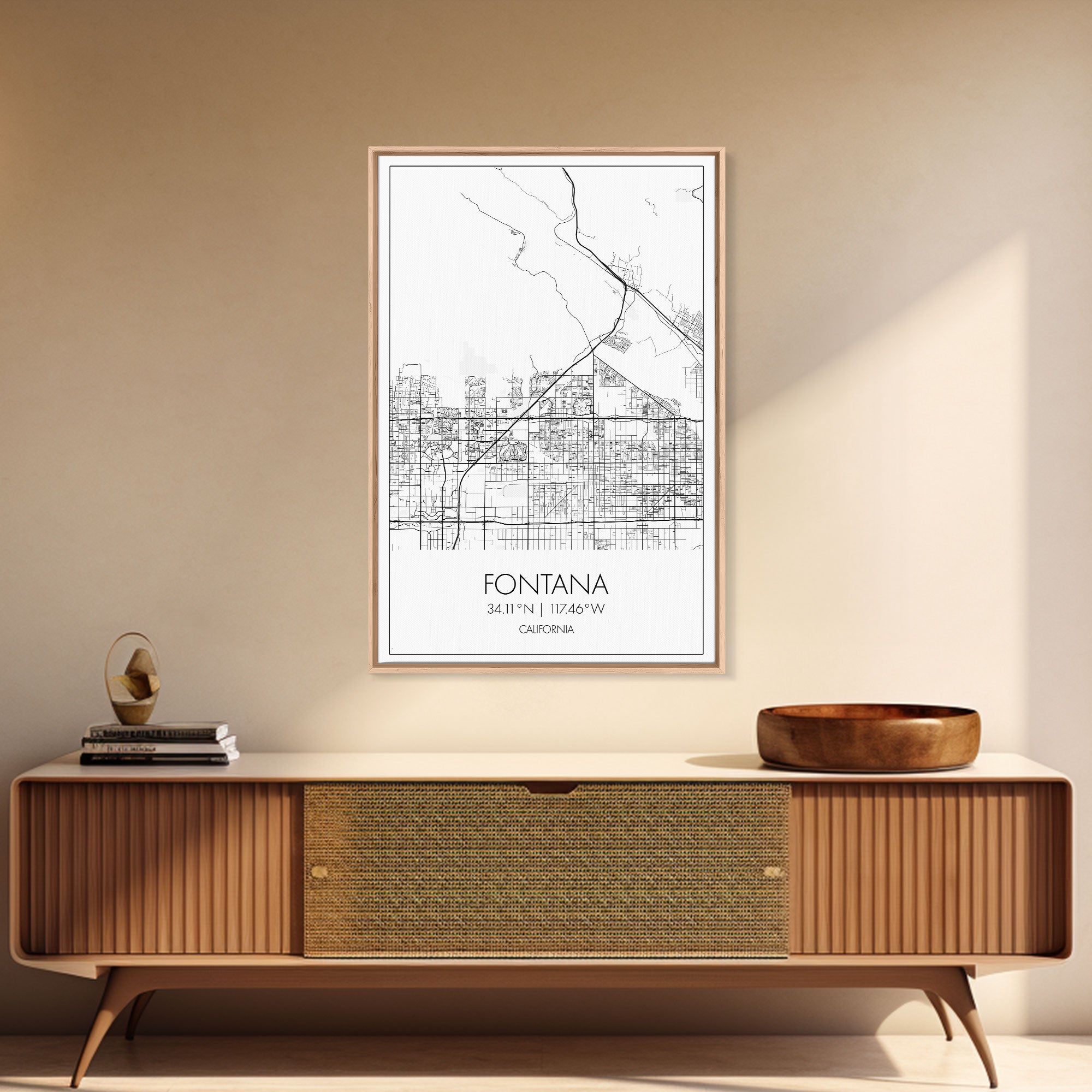 Fontana Street Map, California Map, City Map Art, Minimalist Art, Wall ...