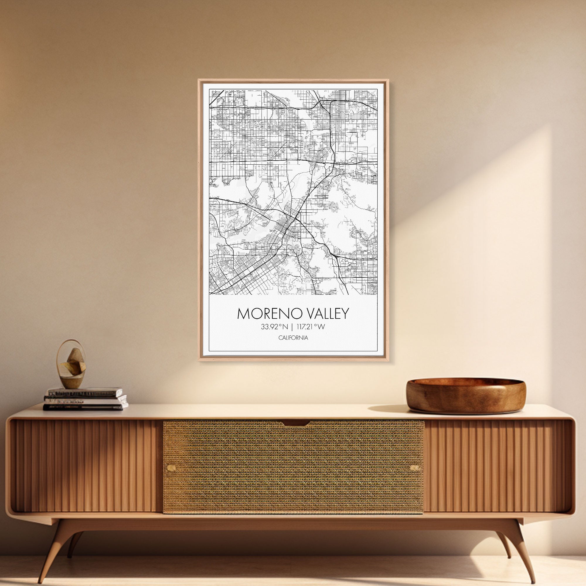 Moreno Valley Street Map, California Map, City Map Art, Modern Art, Wa ...