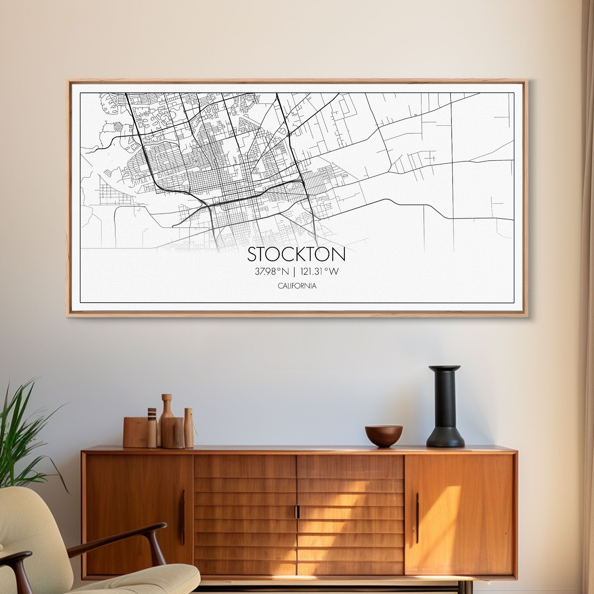 Stockton City Map, California Art, Map Print, Modern Wall Art, Wall Ar ...