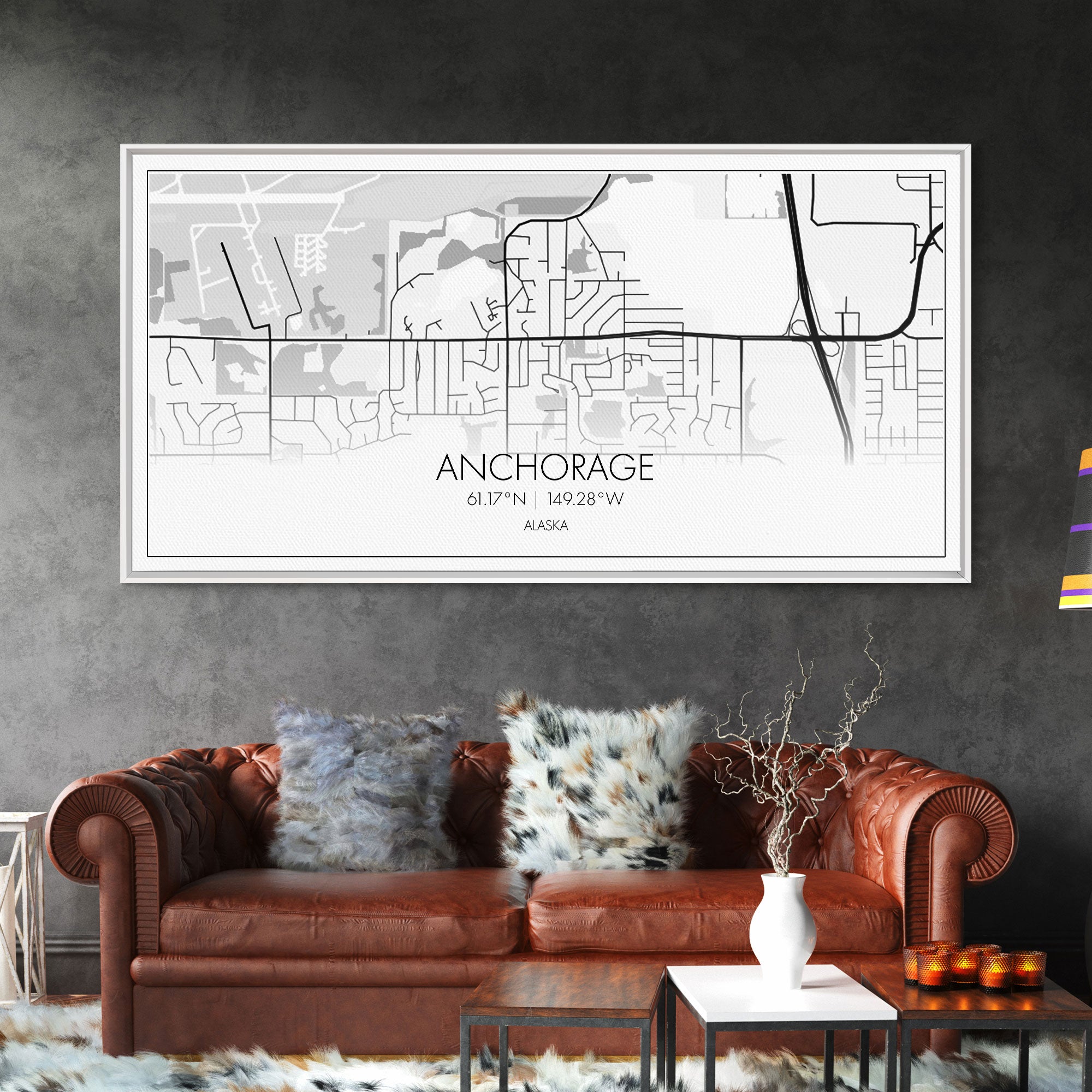 Anchorage Street Map, Alaska Map, Map Print, Modern Art, Wall Art, Can ...