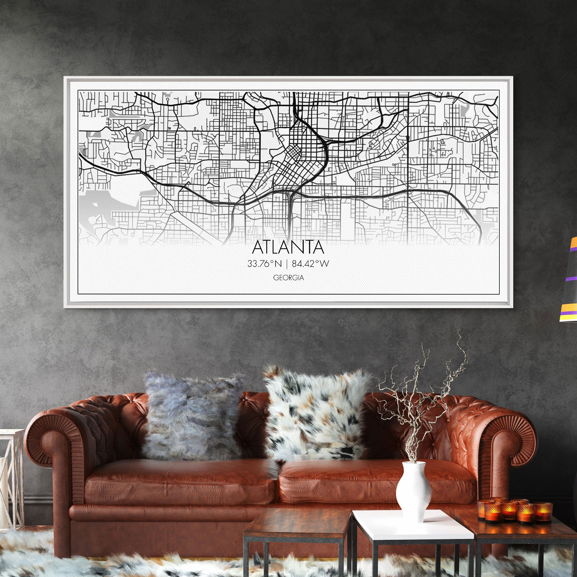 Atlanta Street Map, Georgia Map, Map Print, Modern Art, Wall Art, Canv ...