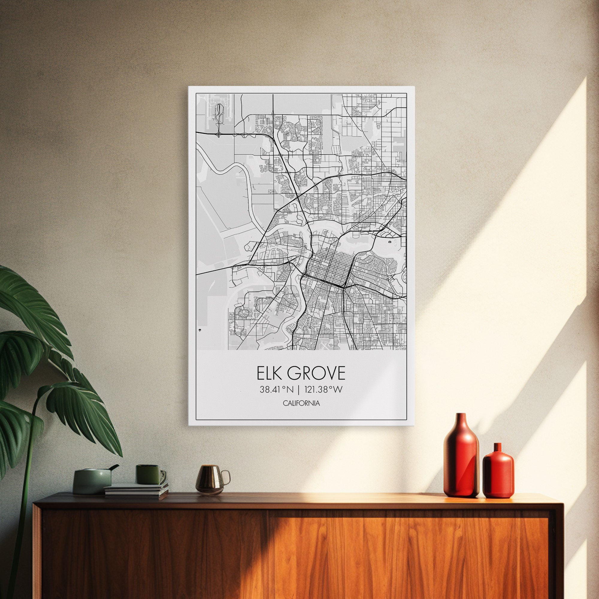 Elk Grove Street Map, California Map, City Map Art, Minimalist Art, Wa ...