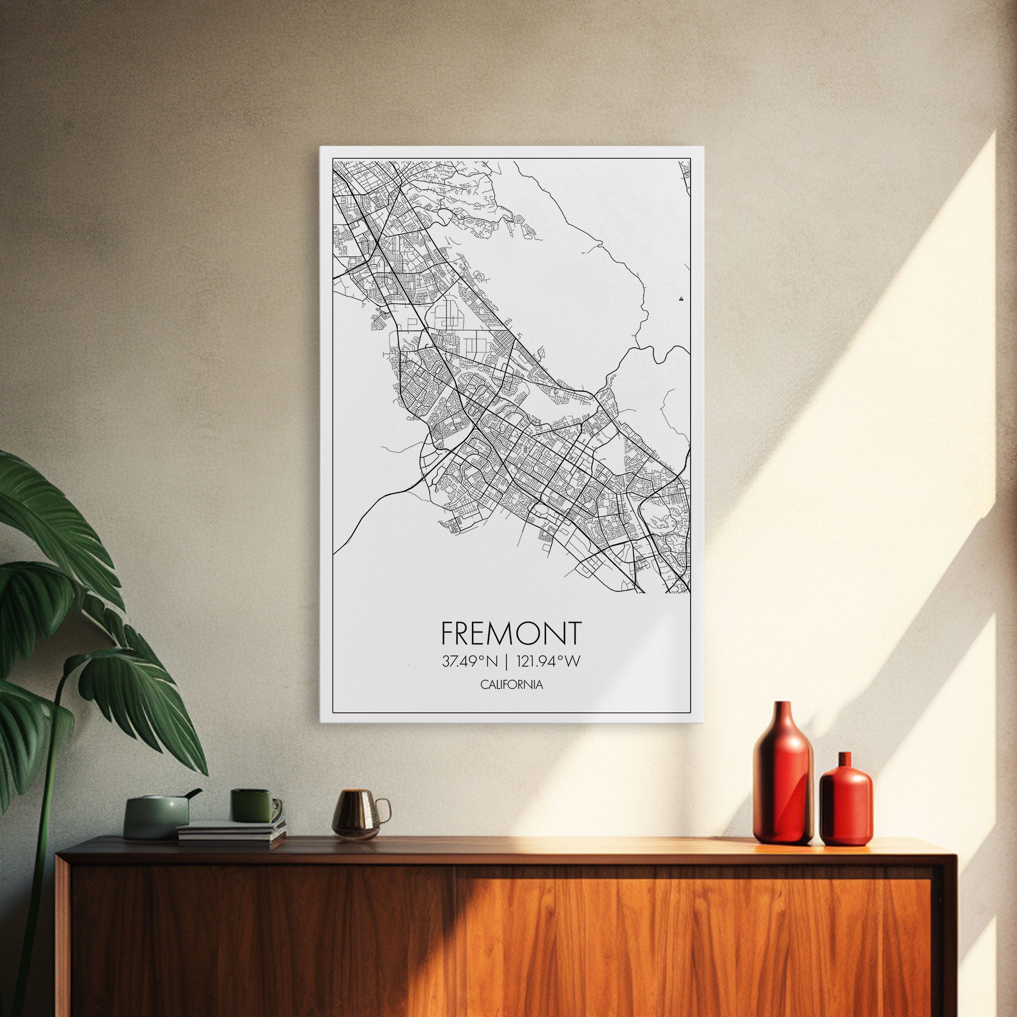 Fremont Street Map, California Map, City Map Art, Minimalist Art, Wall ...