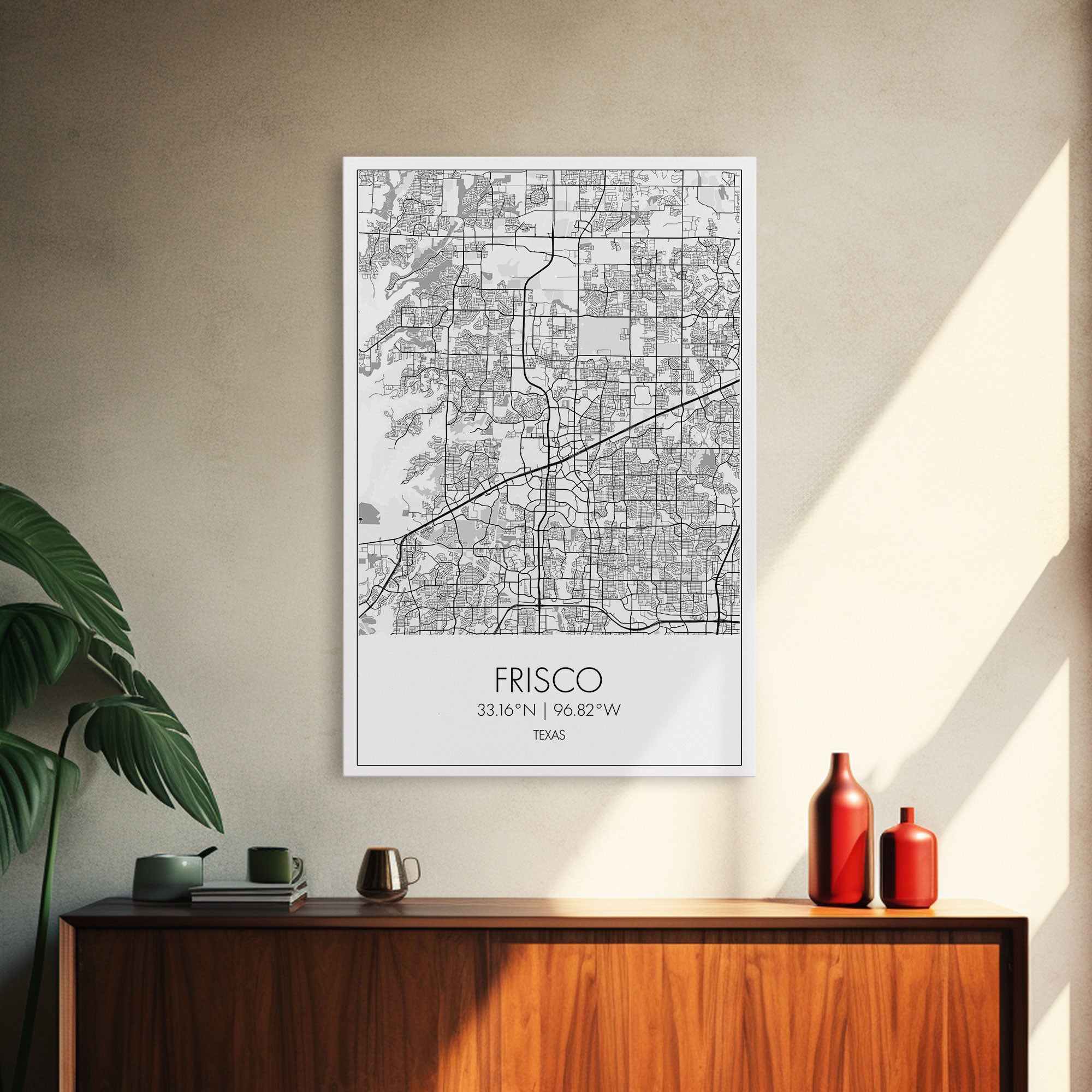 Frisco Street Map, Texas Map, City Map Art, Minimalist Art, Wall Art ...