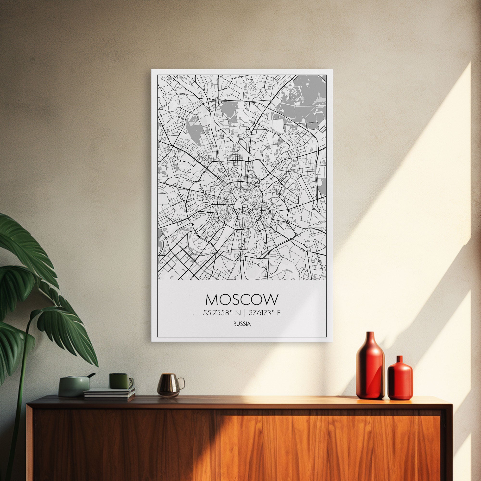 Moscow Street Map, Russia Map, Europe City Map Art, Modern Art, Wall A ...