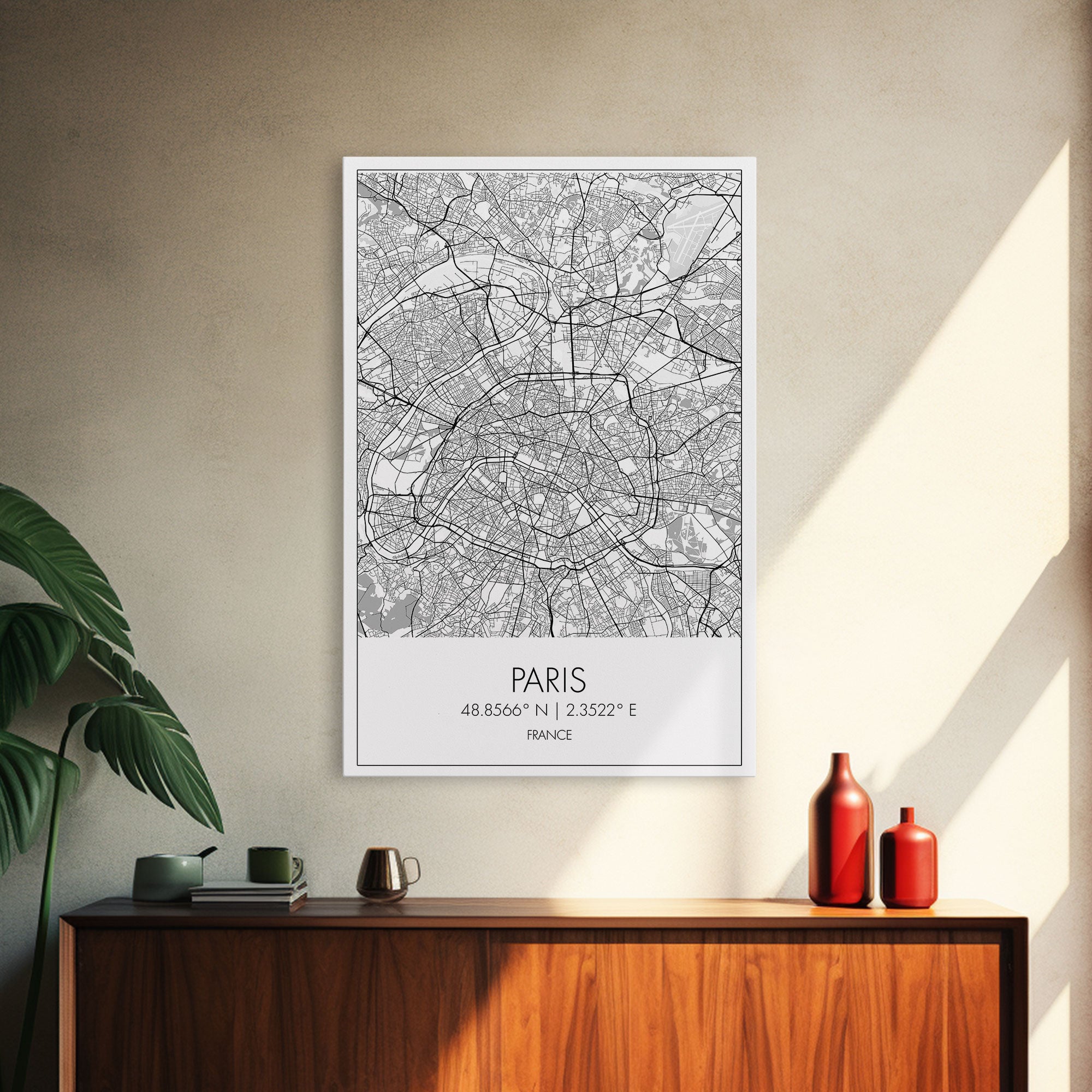 Paris Street Map, France Map, Europe City Map Art, Minimalist Art, Wal ...
