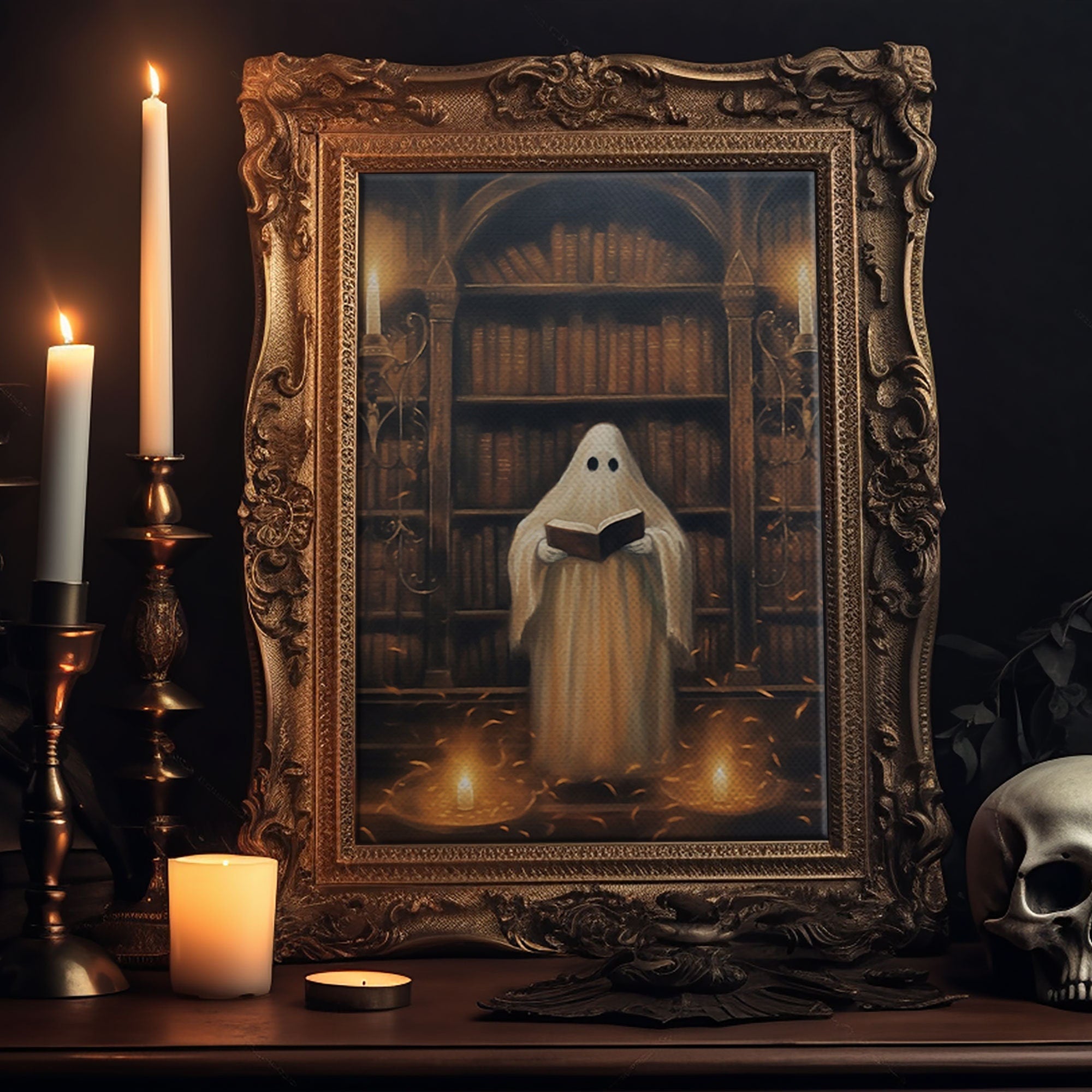 Spooky Ghost Reading A Book, Library Ghost, 8x10 Fine Art Prints, Fram ...